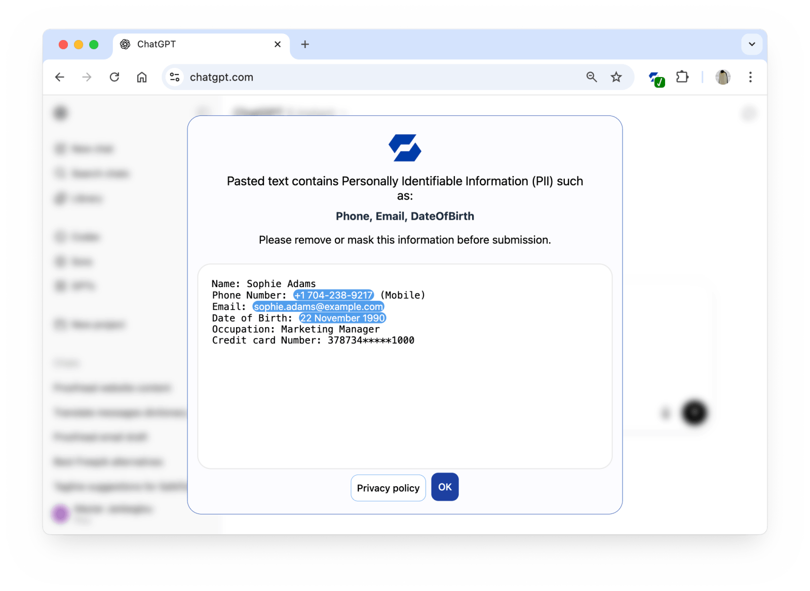 Advanced PII and PCI Protection on Web Browsers